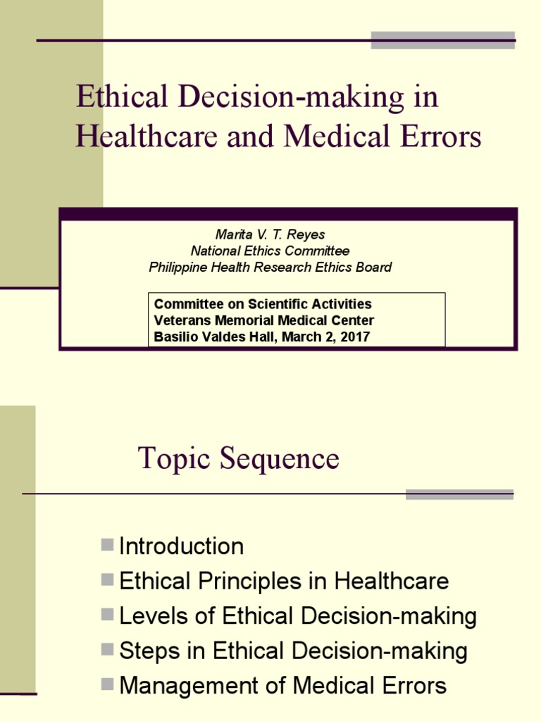 Ethical Decision-Making in Healthcare and Medical Errors | PDF ...