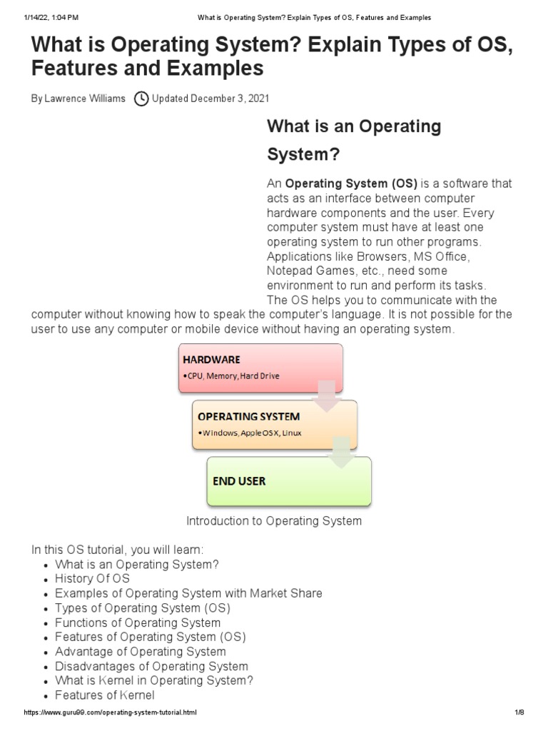 What Is Operating System - Explain Types of OS, Features and Examples ...