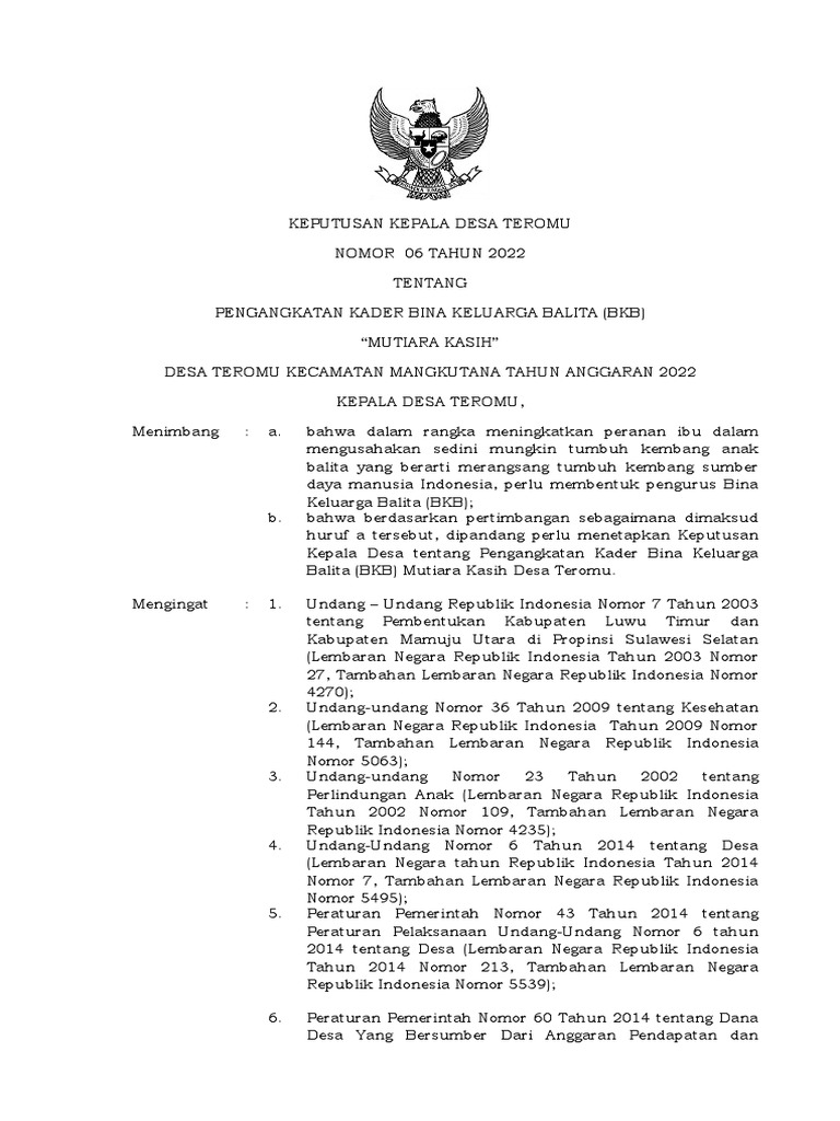 06 SK Pengangkatan Kader BKB | PDF