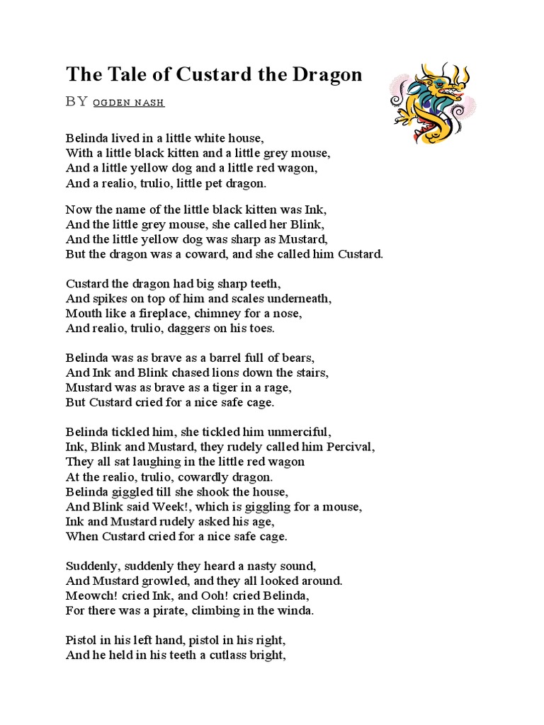 The Tale of Custard The Dragon by Ogden Nash | PDF | Dragon | American ...
