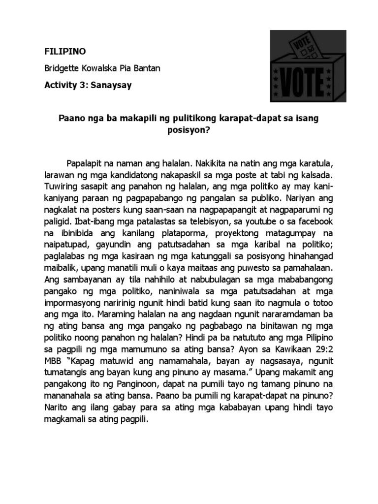 Filipino - SANAYSAY | PDF