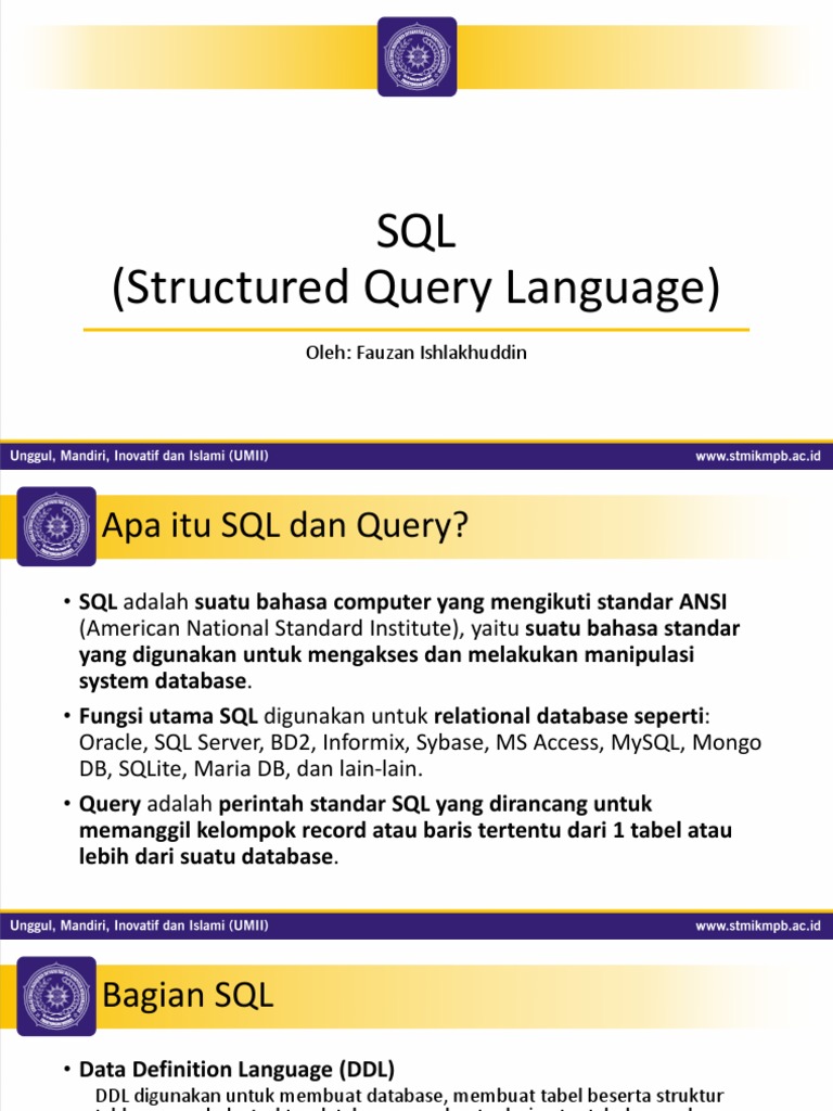 Pertemuan 10 - SQL (Structured Query Language) | PDF