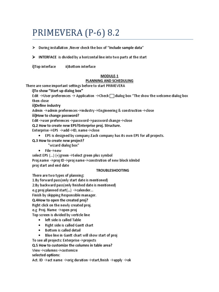 Primevera (P-6) 8.2 | PDF | Computing | Software