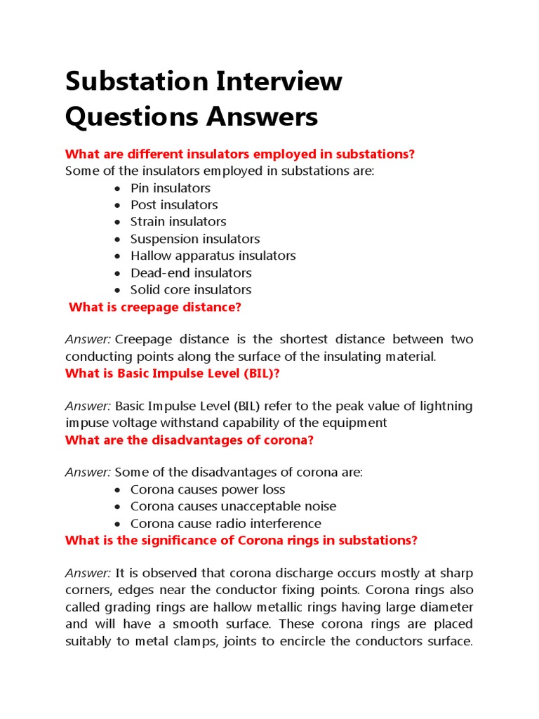 Substation Interview Questions & Answers | PDF | Electrical Substation ...