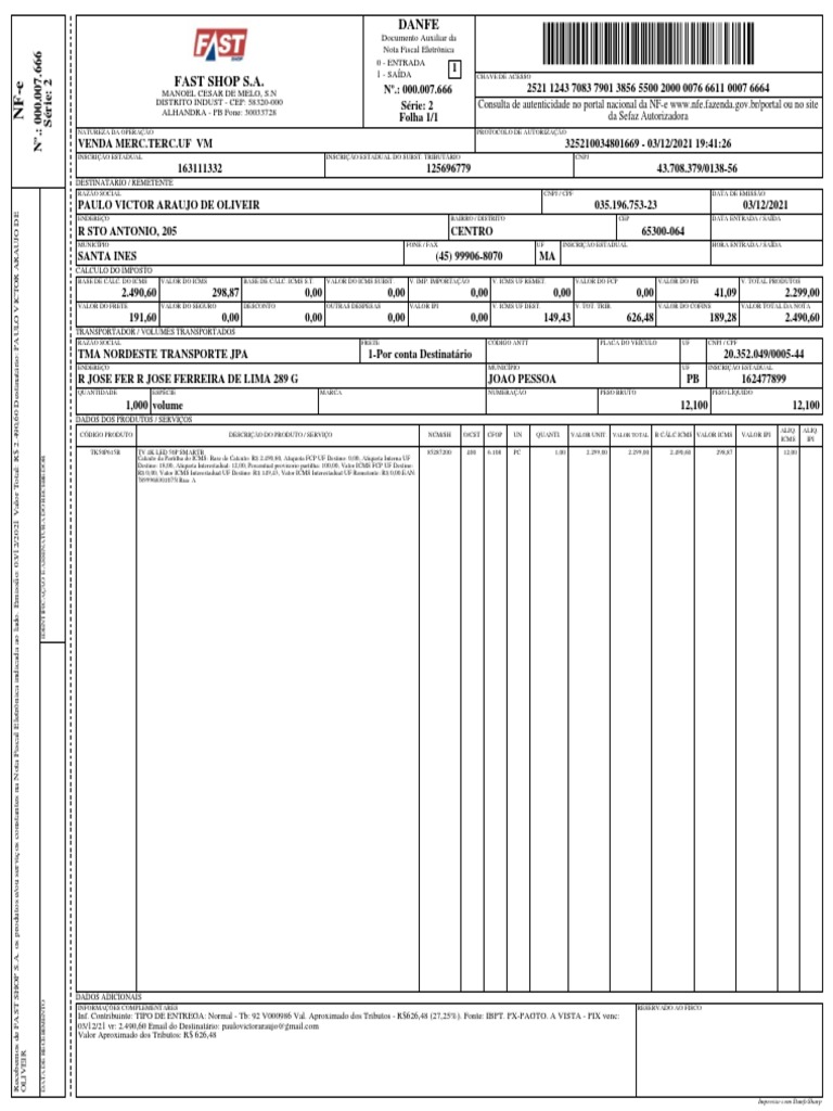 Nota Fiscal | PDF | Recibo | Business