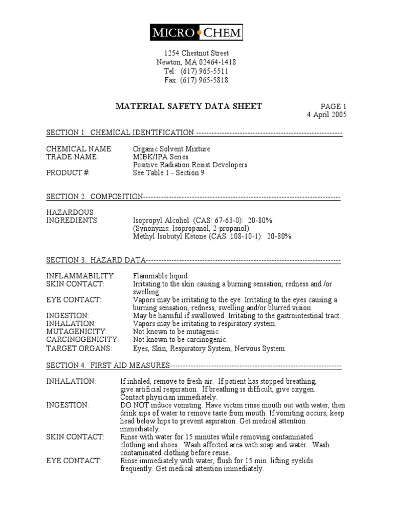 Material Safety Data Sheet | PDF | Firefighting | Water