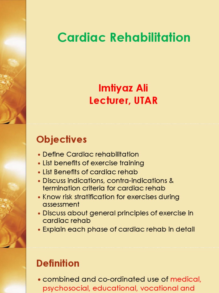 Cardiac Rehabilitation. | PDF | Myocardial Infarction | Coronary Artery ...