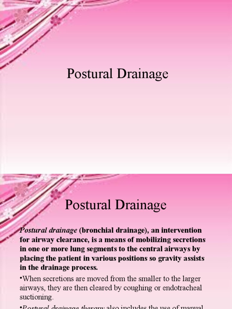 Postural Drainage Techniques and Indications | PDF | Thorax | Lung