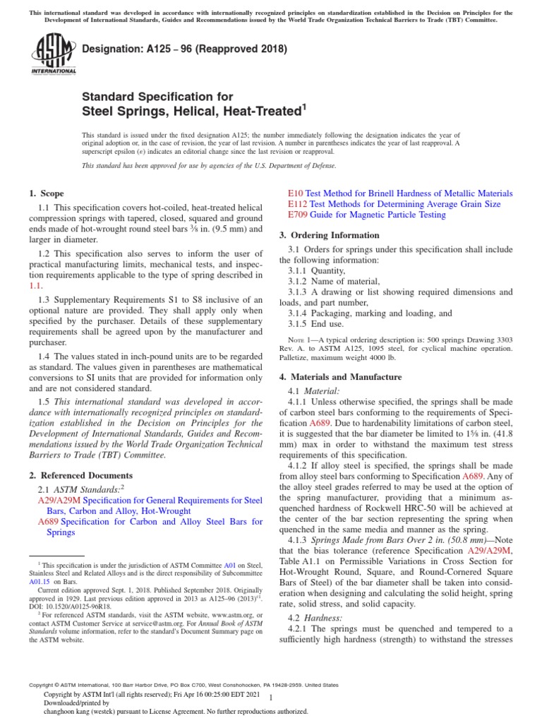 Astm A125 (2018) | PDF | Engineering Tolerance | Specification ...