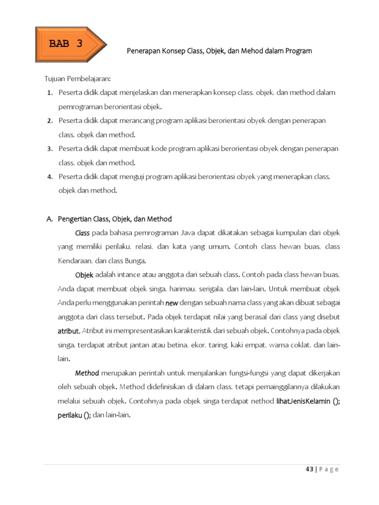 Bab Iii Konsep Class Objek Dan Method Pdf 