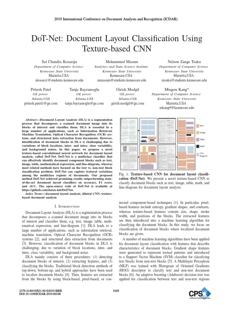 Dot-Net: Document Layout Classification Using Texture-Based CNN | PDF ...