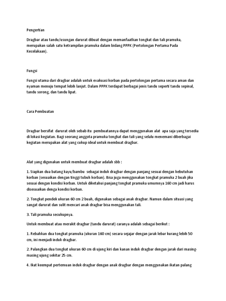 Dragbar Atau Tandu Usungan Darurat | PDF