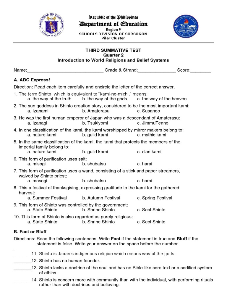 Shintoism and East Asian Religions Test | PDF | Shinto | Ethnic Religion