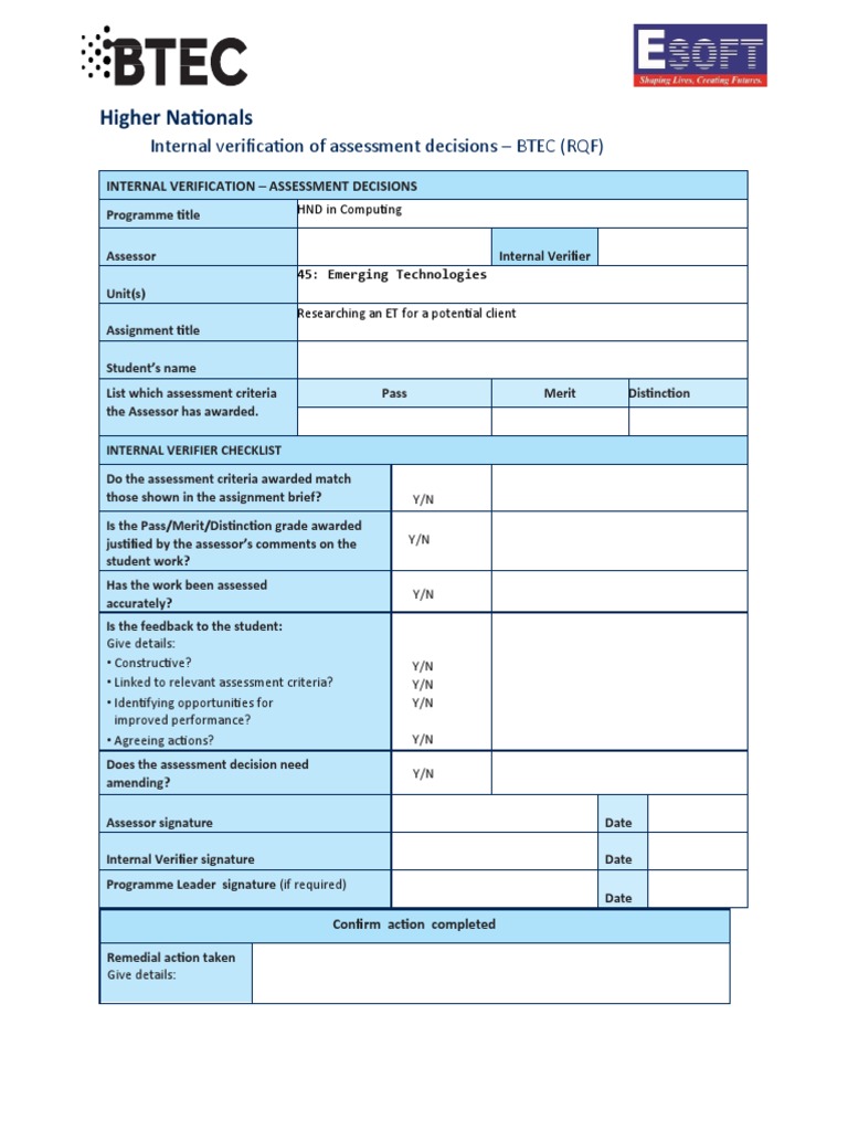 Higher Nationals: Internal Verification of Assessment Decisions - BTEC (RQF) | PDF | Plagiarism ...