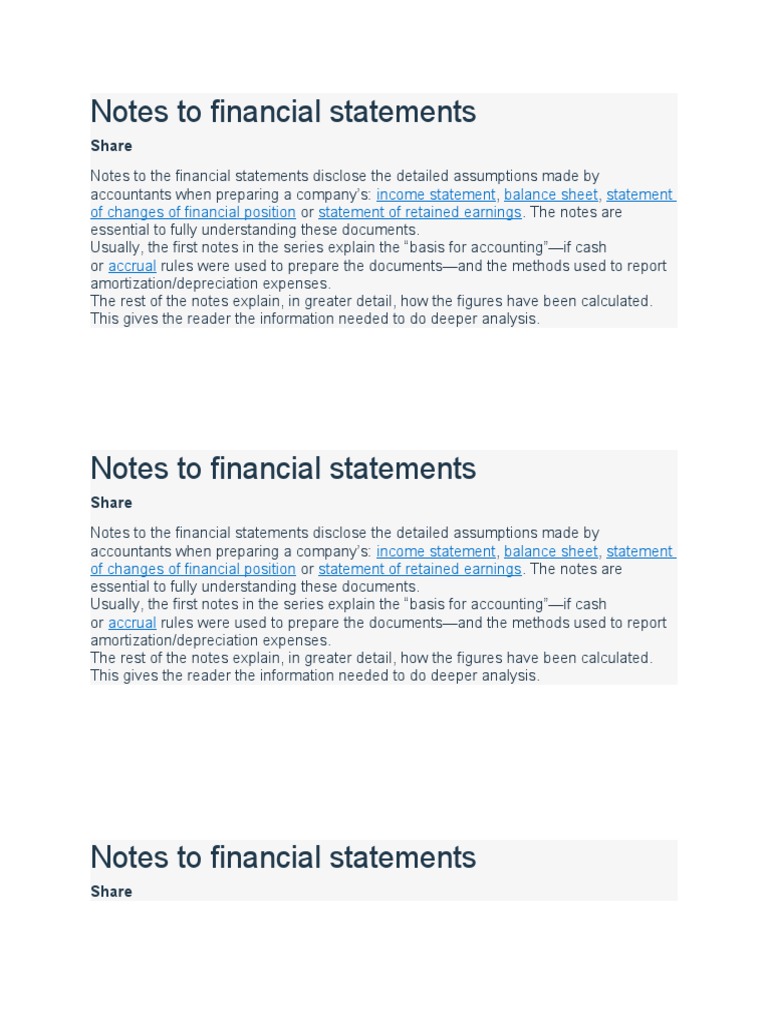 Financial Statement Notes Guide | PDF | Financial Statement | Depreciation