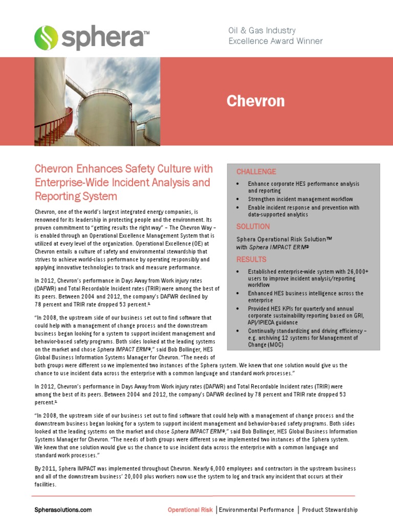 Chevron: Chevron Enhances Safety Culture With Enterprise-Wide Incident ...