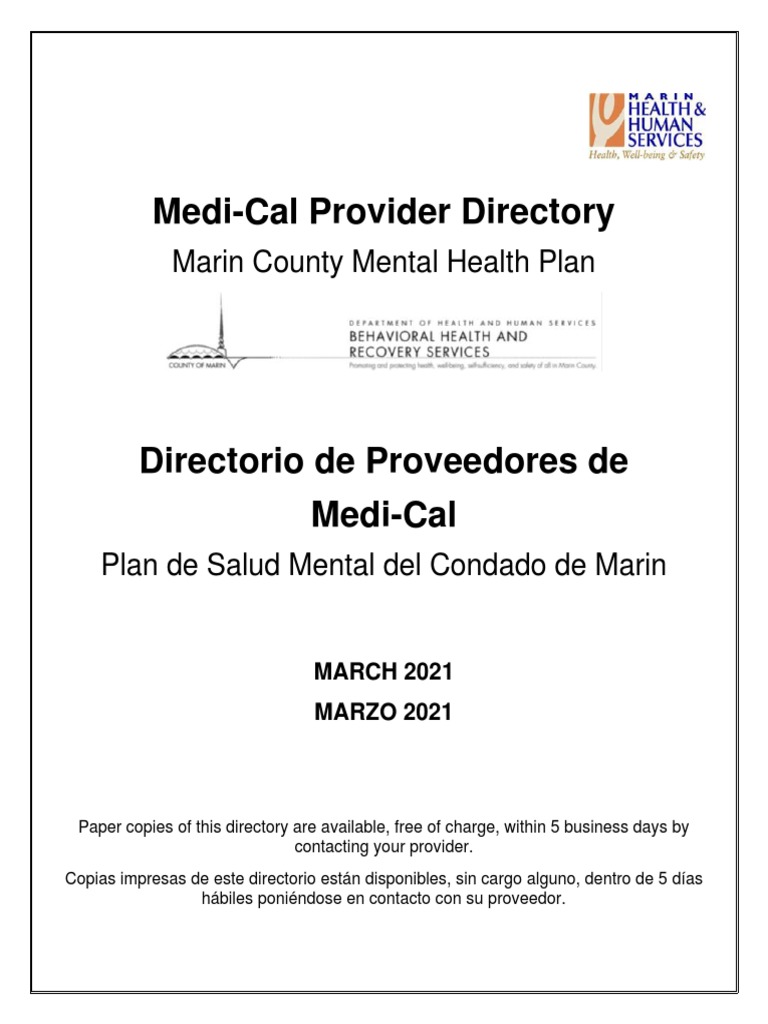 Bhrs Medi Cal Provider Directory 202103 | PDF | Wheelchair | Psychiatry
