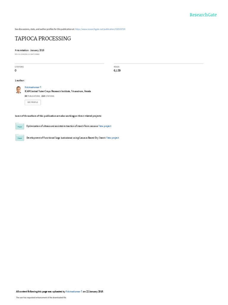 Tapioca Processing | PDF | Confectionery | Sucrose