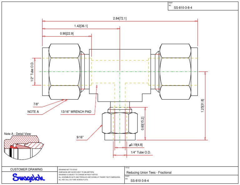 Reducing Union Tees SS-810-3-8-4 Details | PDF
