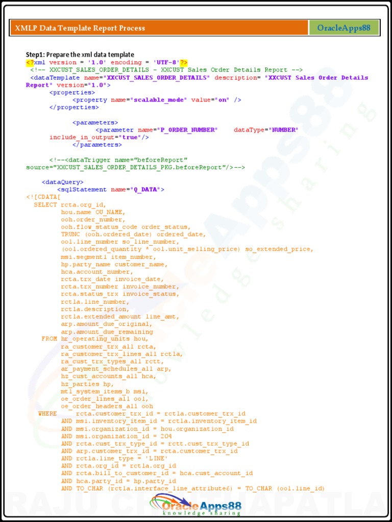 Oracle XMLP Data Template Report Process | PDF | Parameter (Computer Programming) | Xml