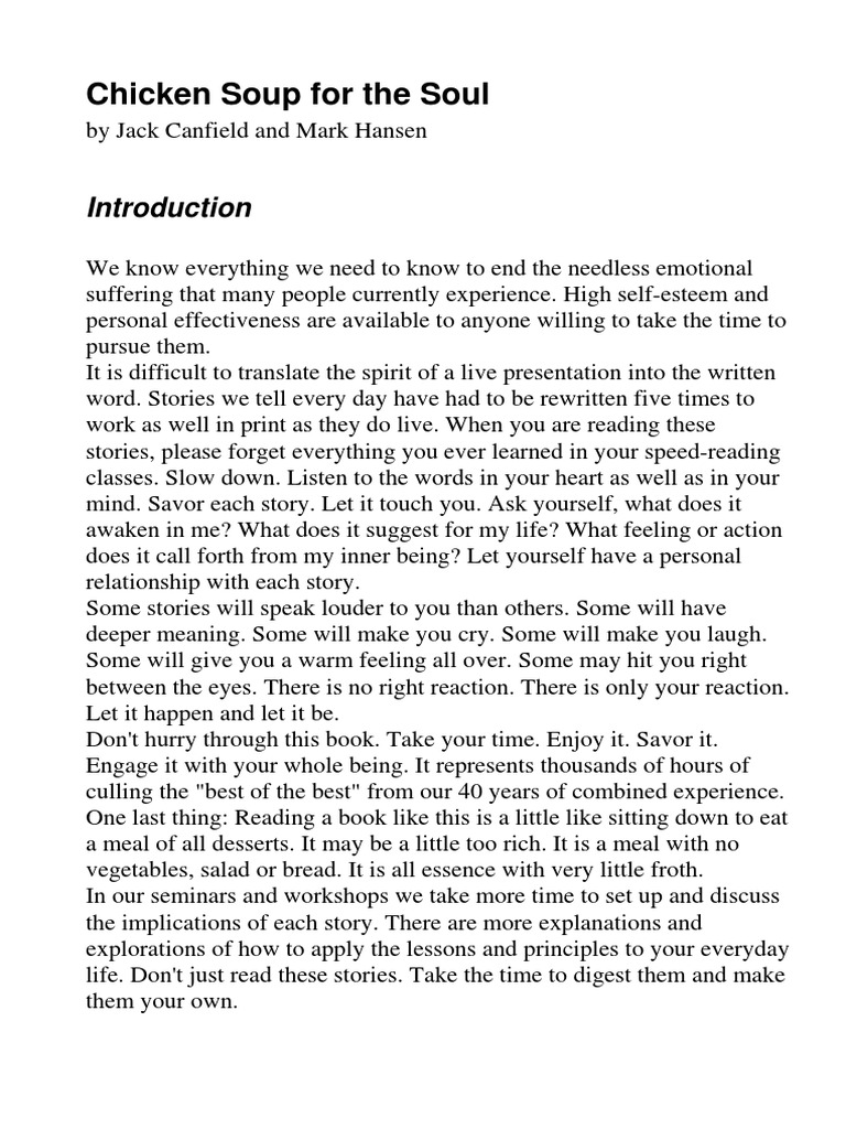 Chicken Soup For The Soul | PDF