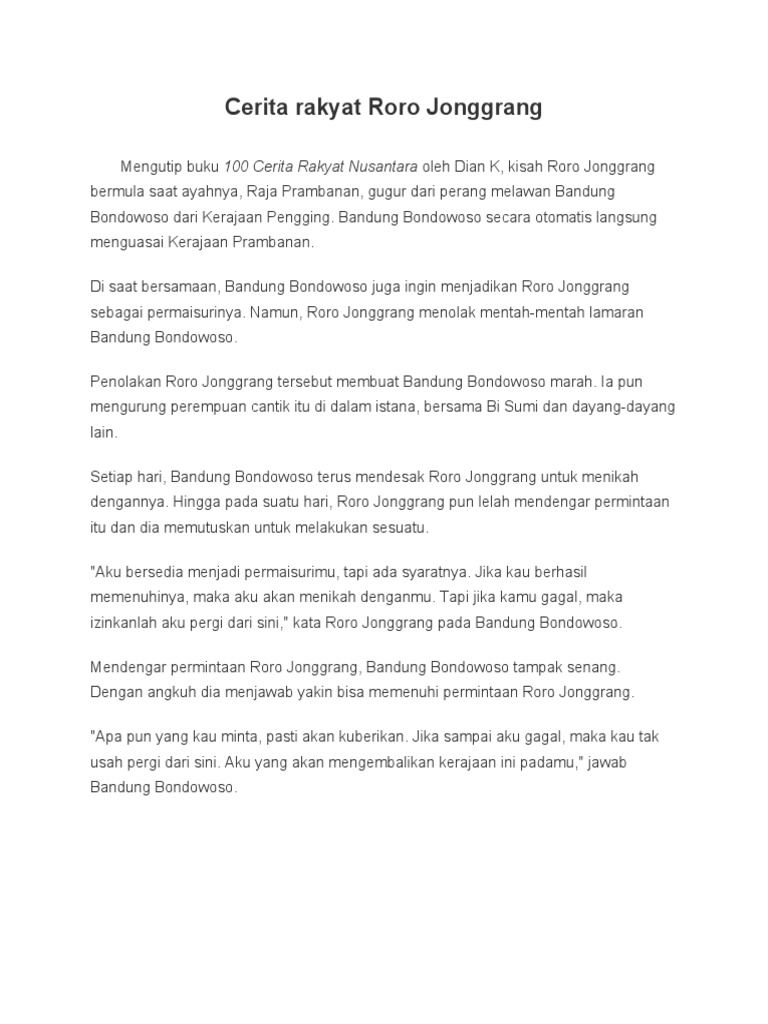 Roro Jonggrang | PDF