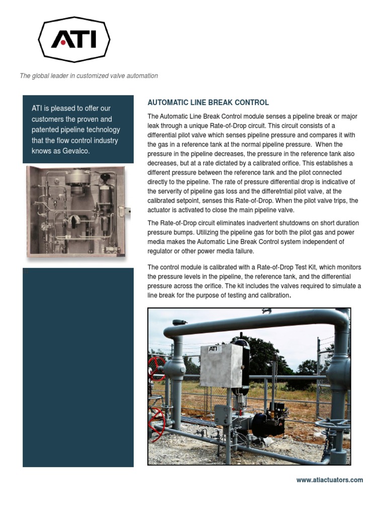 ATI Automatic Line Break Control module | PDF | Valve | Pipeline Transport