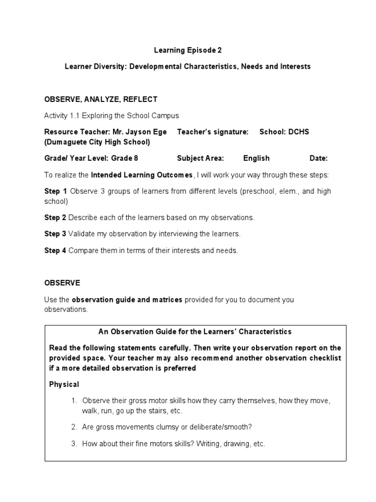 FS 1 Le2 | PDF | Learning | Teachers