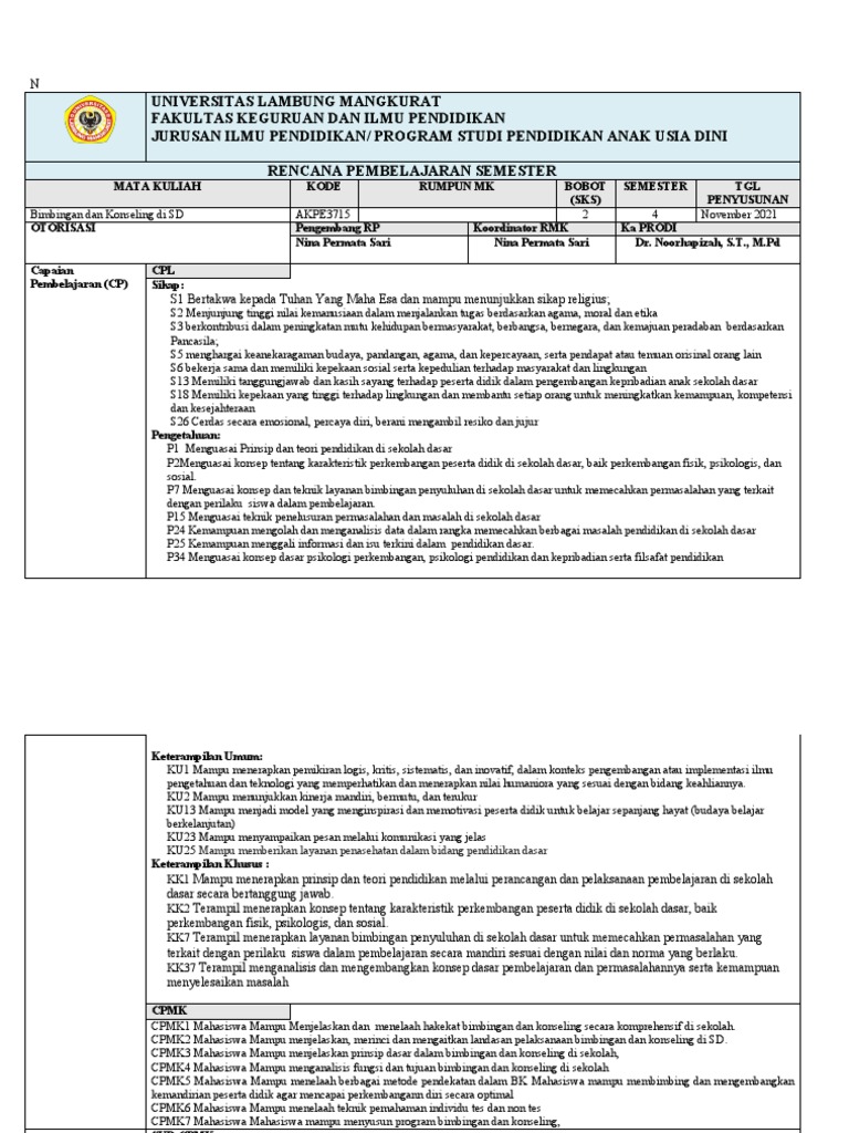RPS BK Di SD PGSD | PDF | Sains & Matematika