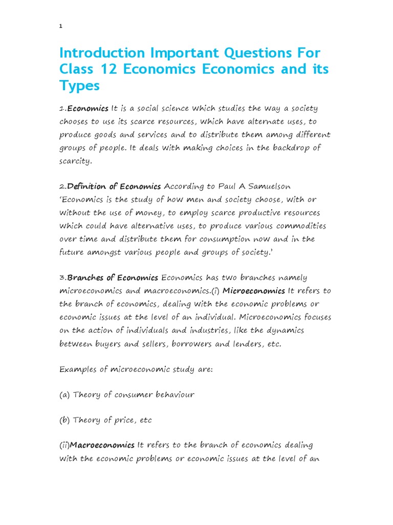 Microeconomics Important Questions | PDF | Economics | Utility