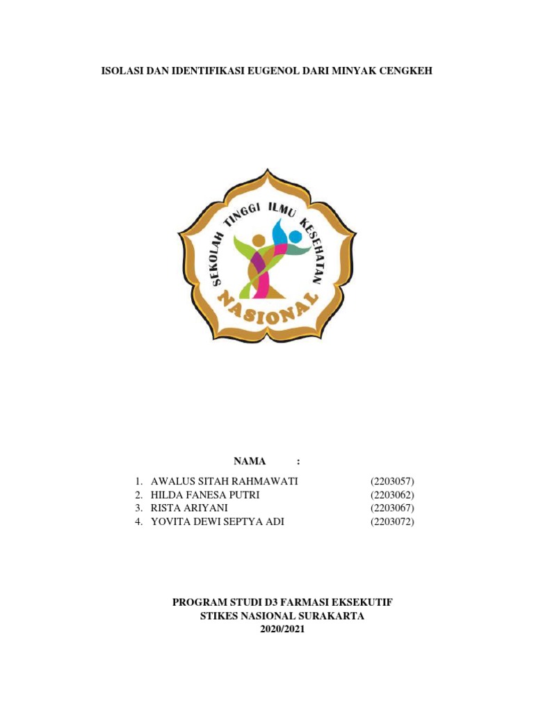 Kelompok 3 - Isolasi Dan Identifikasi Eugenol Dari Minyak Cengkeh | PDF | Sains & Matematika ...