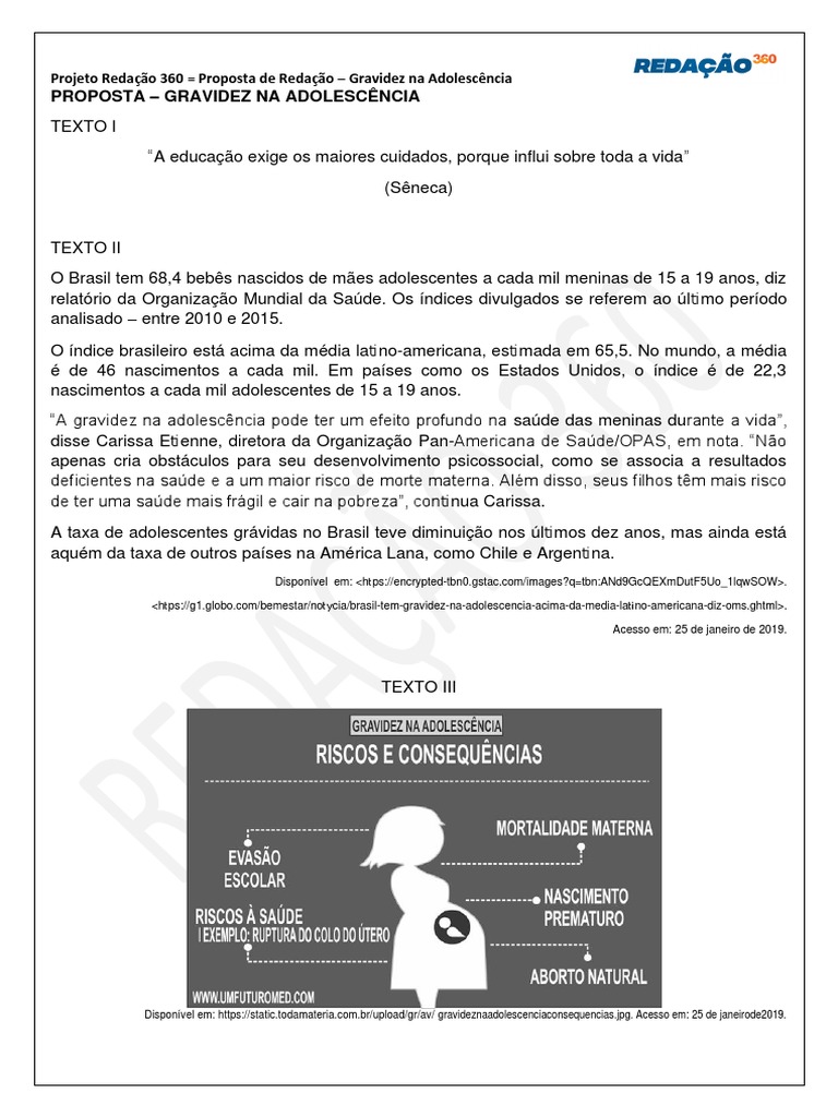 PROPOSTA 34 - Gravidez Na Adolescencia | PDF | Adolescência | Gravidez