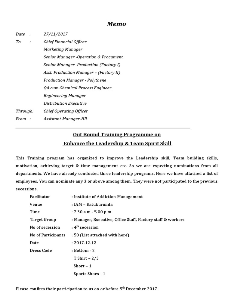 OBT - Training Memo | PDF