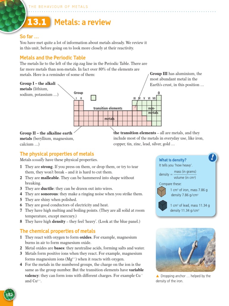 Chapter 13.1 IGCSE | PDF | Metals | Oxide