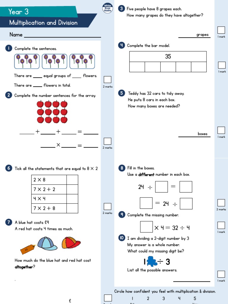 Mini Assessment Block 3 Year 3 Multiplication and Division | PDF
