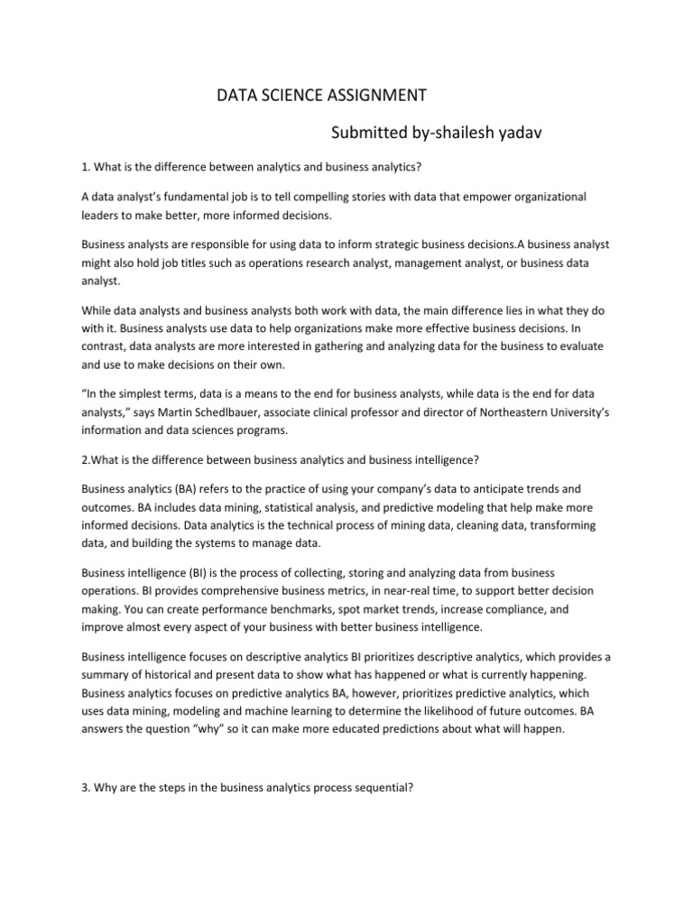 Data Science Assignment Submitted By-Shailesh Yadav | PDF | Analytics ...