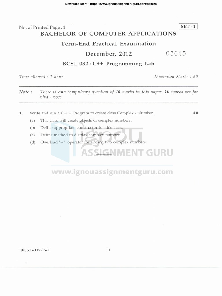 BCSL 032 Previous Year Question Papers by Ignouassignmentguru | PDF | C++ | Method (Computer ...