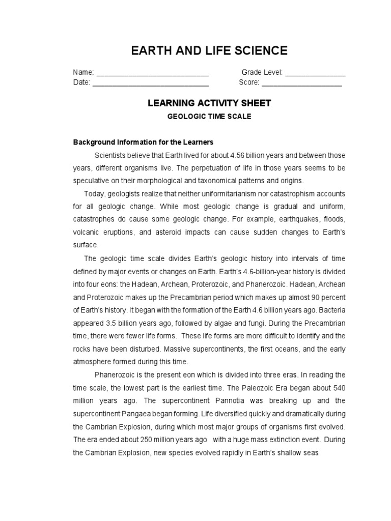 Earth and Life Science Module 14 | Download Free PDF | Geologic Time ...