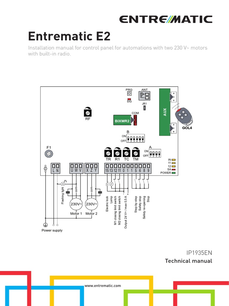Ditec E2 Control Panel Installation Manual | PDF | Switch | Power Supply