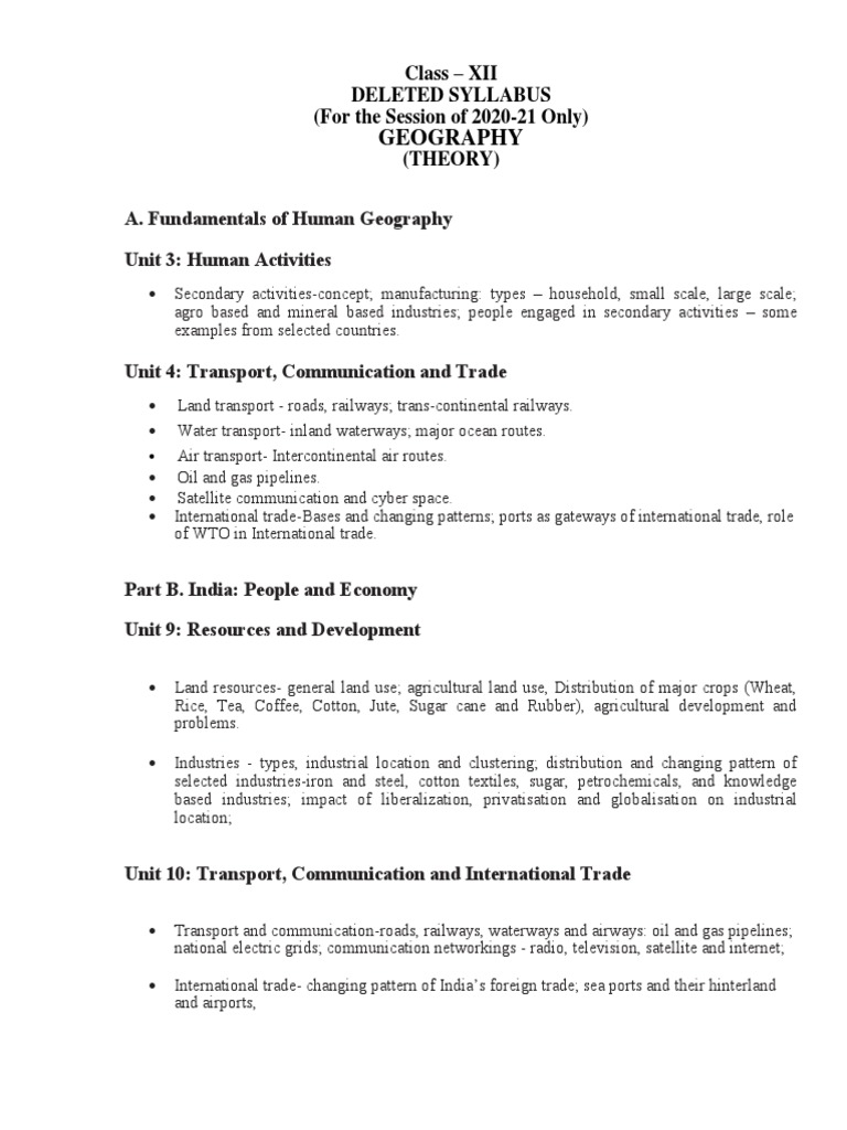 A. Fundamentals of Human Geography Unit 3: Human Activities | PDF