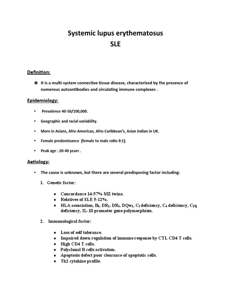 Systemic Lupus Erythematosus SLE: Definition | PDF | Nonsteroidal Anti ...