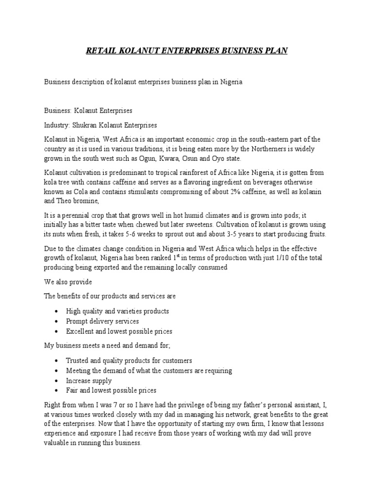 Retail Genral Enterprises and Marchandise Business Plan | PDF | Retail ...