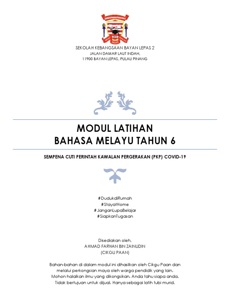Modul Latihan Bm T6 Cuti Pkp Covid 19 Pdf