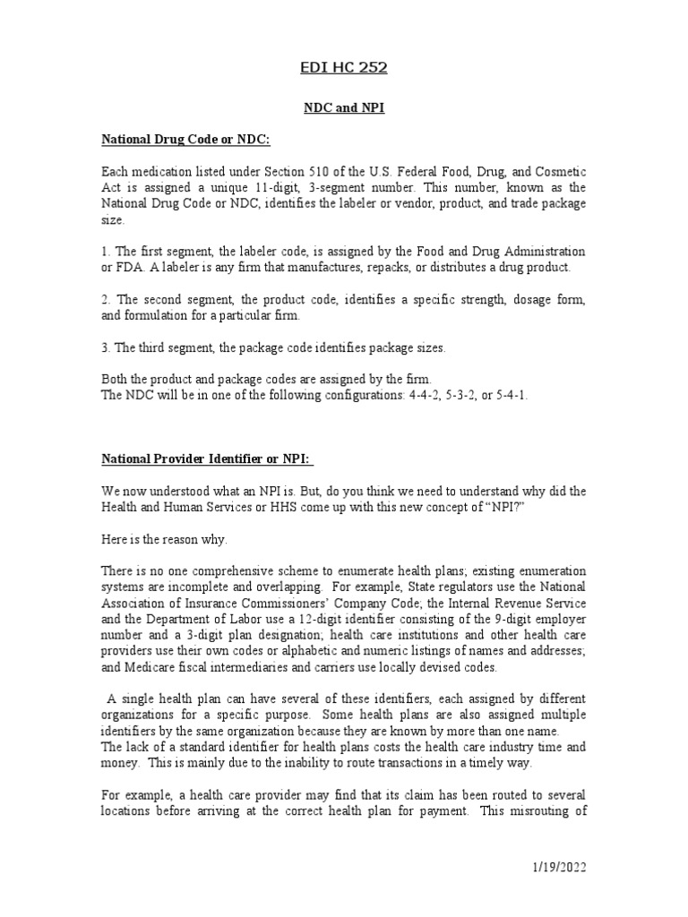 Edi HC 252 NDC and Npi National Drug Code or NDC | Download Free PDF ...