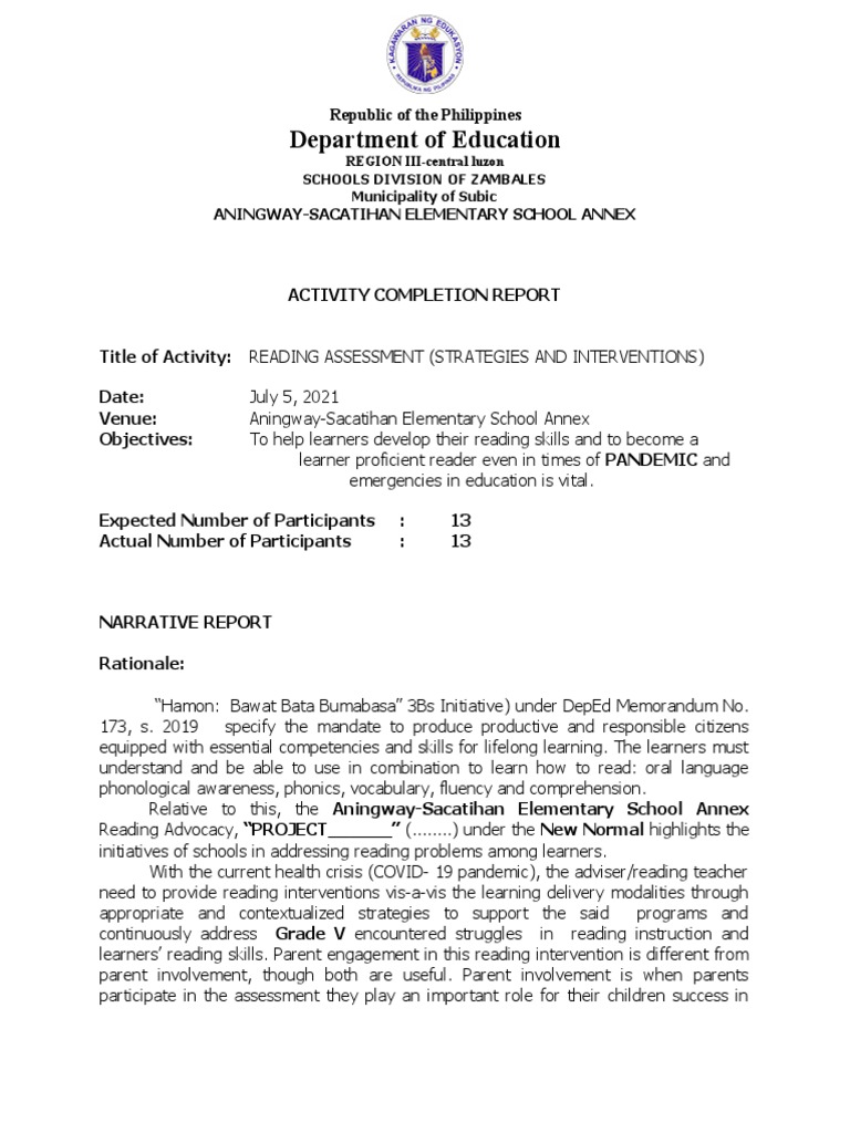Grade 5 READING ASSESSMENT STRATEGIES AND INTERVENTIONS | PDF | Reading ...