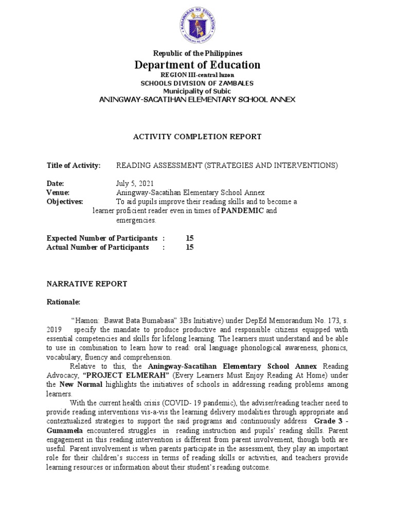 Activity Completion Report | PDF | Education Theory | Learning