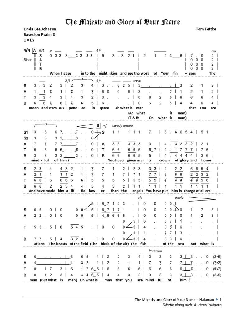 Majesty and Glory of Your Name Sheet | PDF