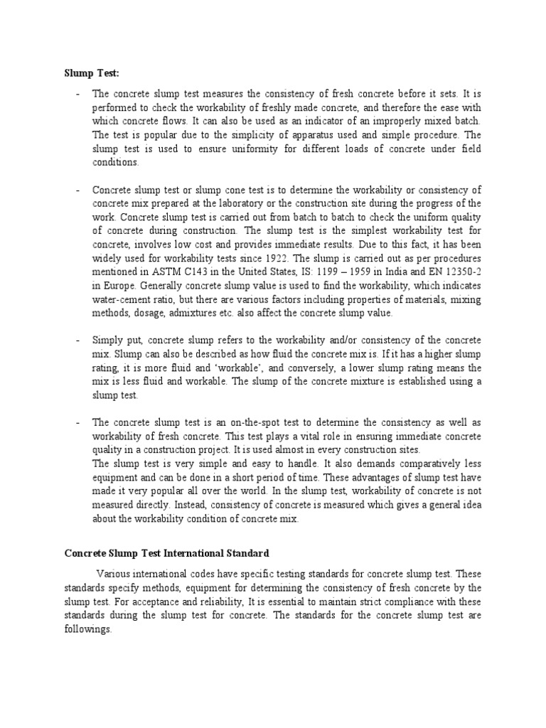 Measure Concrete Consistency with Slump Test | PDF | Concrete ...