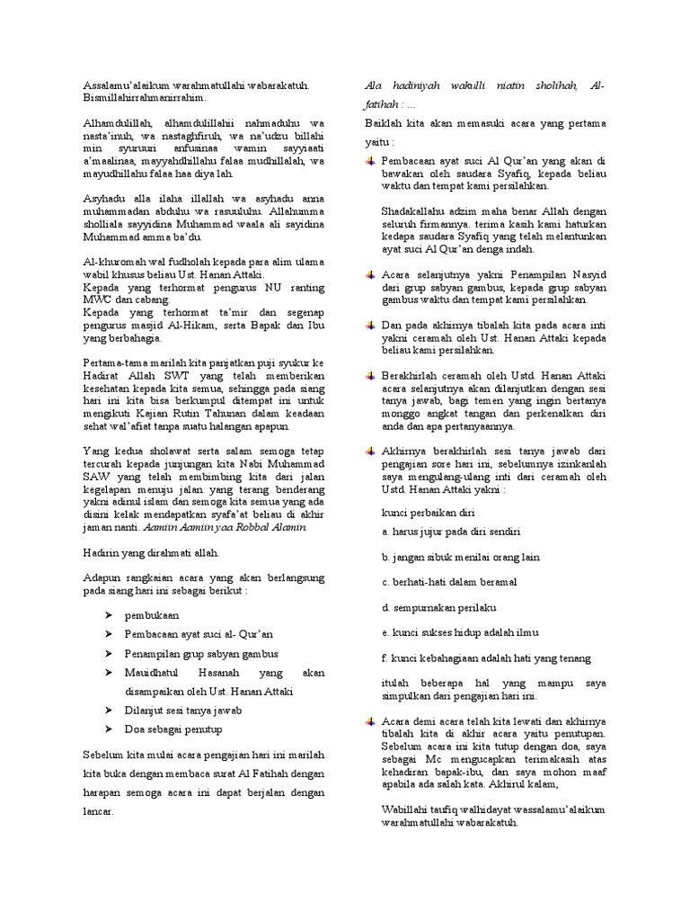 Teks MC Pengajian Formal | PDF