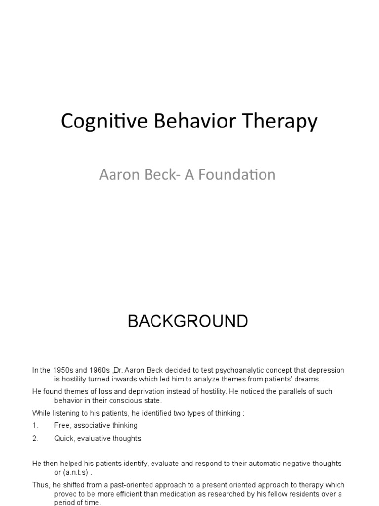 Cognitive Behavior Therapy | PDF | Cognitive Therapy | Cognitive ...